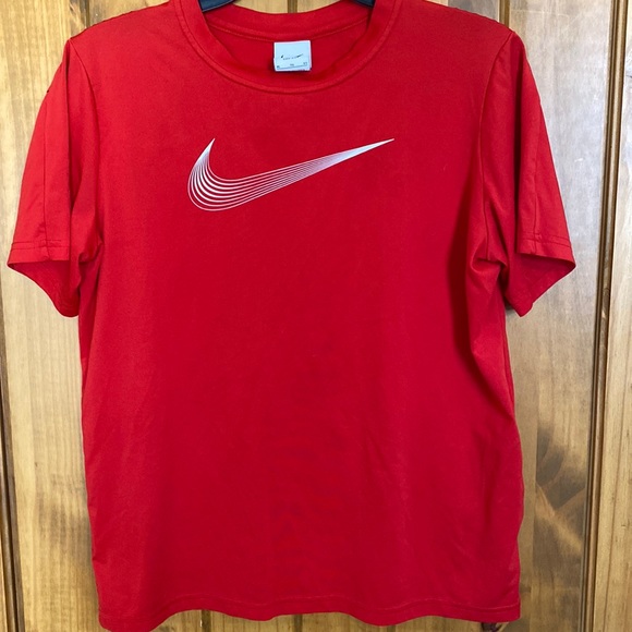 Nike | Shirts & Tops | Nike Red Swoosh Drifit Shirt | Poshmark